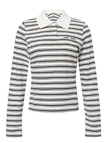 SAMSOE SAMSOE Samsøe Samsøe Long-sleeve Striped Rugby Top - Egret