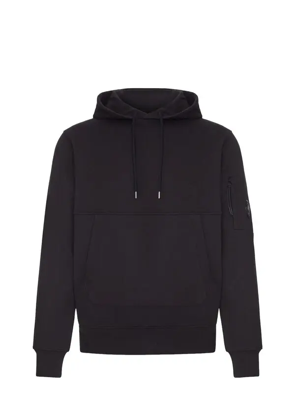 C.P. COMPANY Fleece Hoodie With Lens Detail - Black