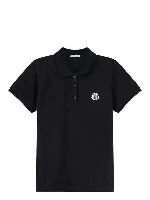 Moncler Piqué Polo With Logo Patch - Black