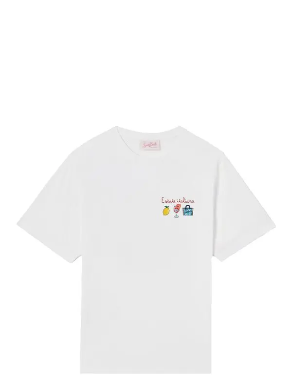 MC2 SAINT BARTH Emilie T-shirt With Italian Summer Embroidery - White