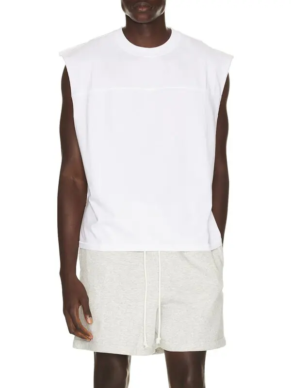 SKIMS Heavyweight Cotton Cropped Cutoff Tee In Cream - Chalk