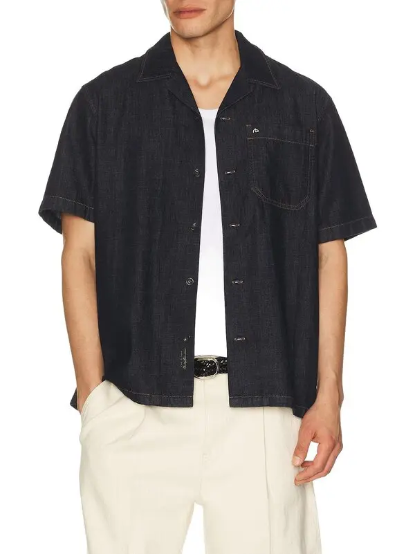 Rag & Bone Denim Resort Shirt In Navy - Rinse