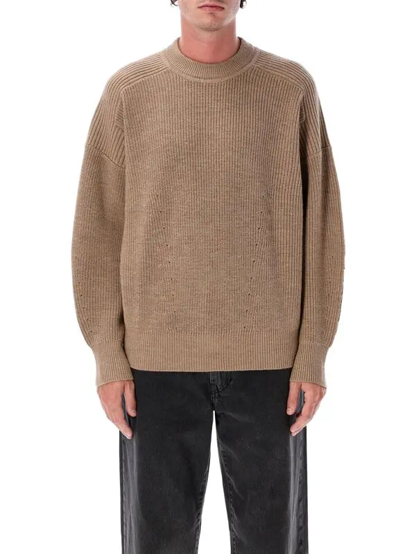 MARANT Ribbed Crew-neck Sweater In Merino Wool - Brown