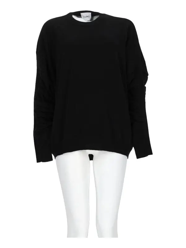 NUDE Virgin Wool Mock Neck Knit Sweater - Black