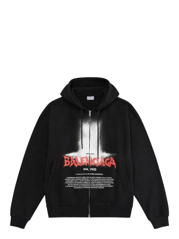 Balenciaga Oversized Zip-up Jacket - Black