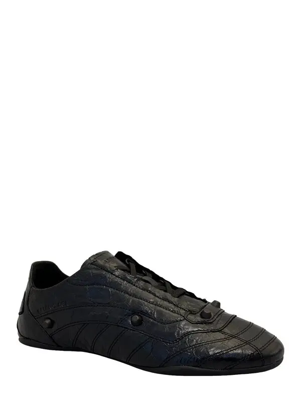 Balenciaga Studded Leather Sneakers - Blackbrass