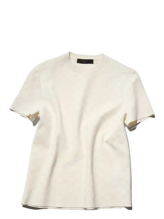 Gucci Short-sleeve Crewneck Jersey Knit Top - Natural