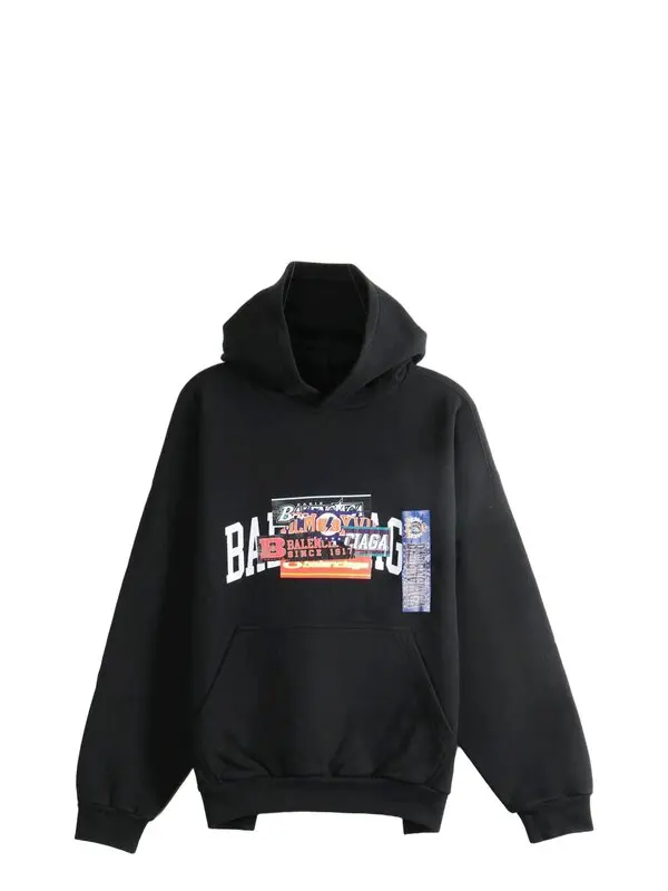 Balenciaga Logo-print Cotton Hoodie - Black