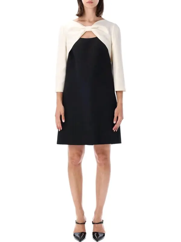 Valentino Garavani Two-tone Couture Mini Dress With Sculptural Bow Detail - Nero