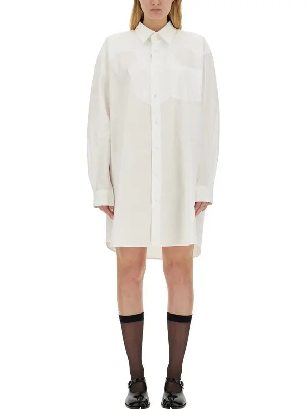 MAISON MARGIELA Cotton Poplin Mini Shirtdress - White