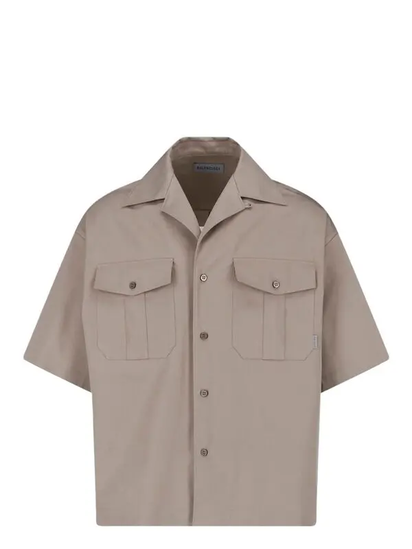 Balenciaga Ss Bowling Shirt For - Beige