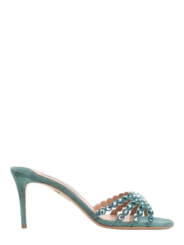 AQUAZZURA Embellished Strappy Sandals - Lightteal