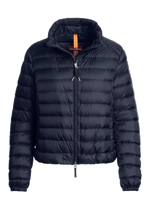 PARAJUMPERS Down Puffer Coat With Adjustable Drawstring Hood And Sleeve Patch - Blu