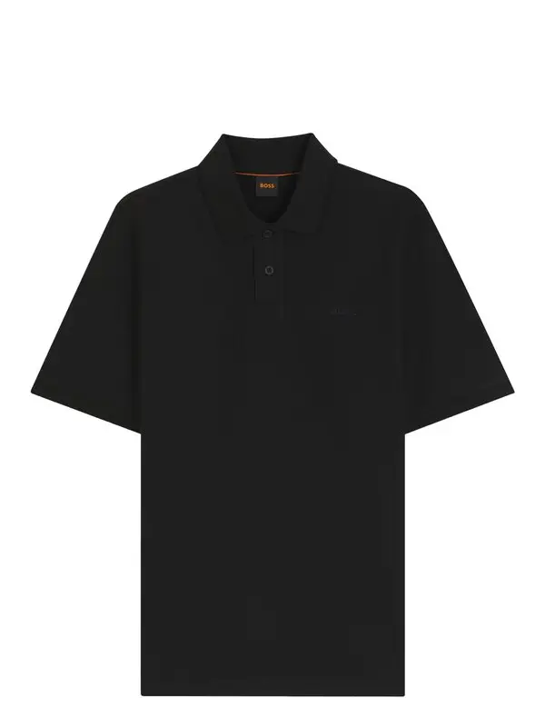 BOSS Regular-fit Polo Shirt In Honeycomb-structured Cotton Pique - Black