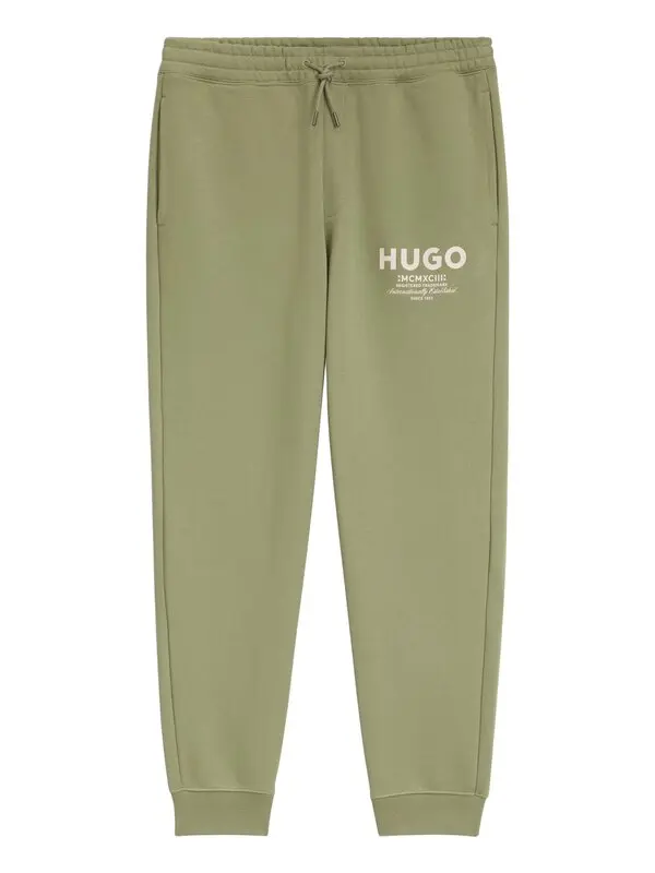 Hugo Logo-print Tracksuit Bottoms In Cotton Terry - Beige