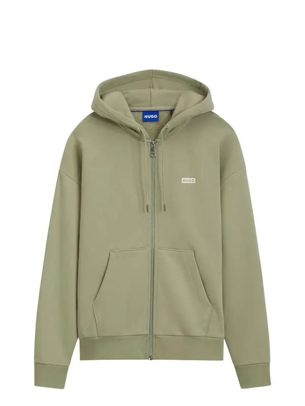 Hugo Cotton Terry Logo Print Hoodie - Beige