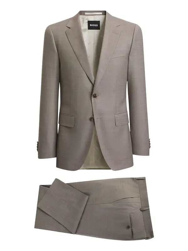 BOSS Two-piece Slim-fit Suit In Patterned Stretch Wool - Khaki
