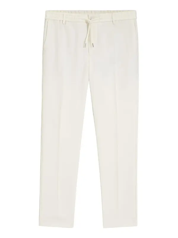 BOSS Modern-fit Stretch Twill Pants With Adjustable Waist - White