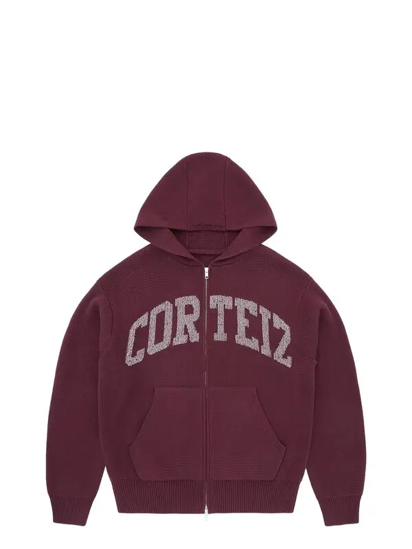 CORTEIZ 3m College Knit Zip Hoodie - Red