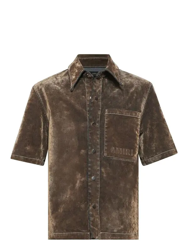 Amiri Velvet Camp Shirt - Brown