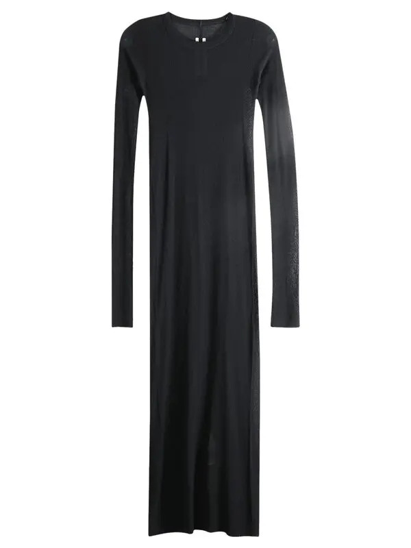 Rick Owens Ribbed Long Sleeve Maxi Dress - Black