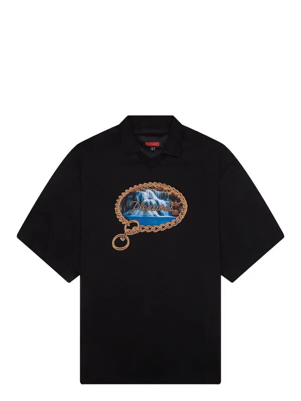PLEASURES Submission Boxy Polo - Black