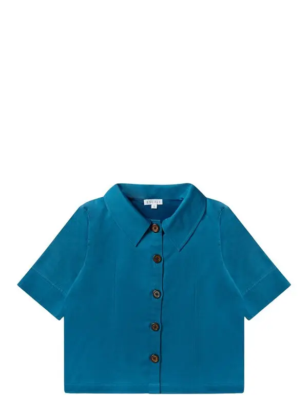 ESCALE Cotton Satin Shirt - Blue