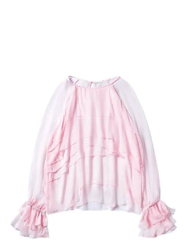 ESCALE Pastel Long-sleeve Silk Blouse - Pink