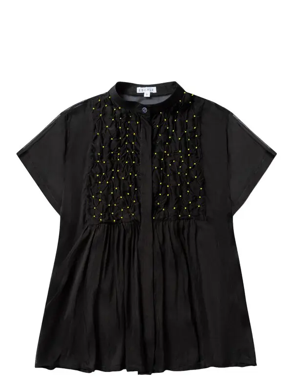 ESCALE Embellished Sheer Blouse - Black