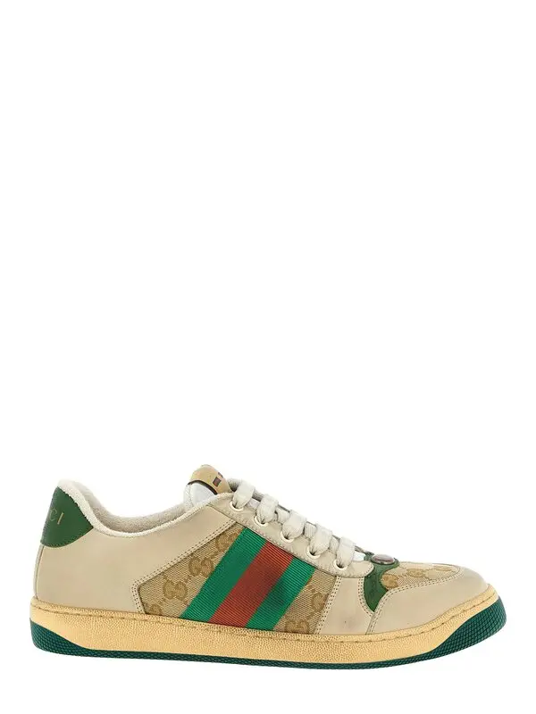 Gucci Screener Gg Leather And Fabric Sneakers - Multicolor