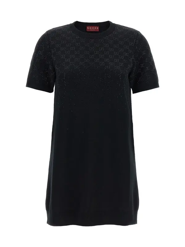 Gucci Gg Crystal Mini Dress - Black