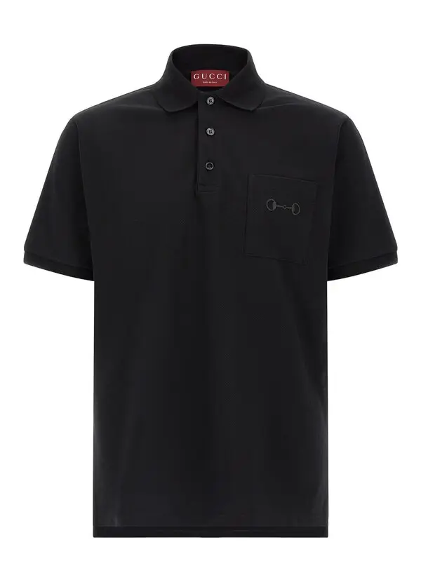 Gucci Morsetto' Embroidery Polo Shirt - Black