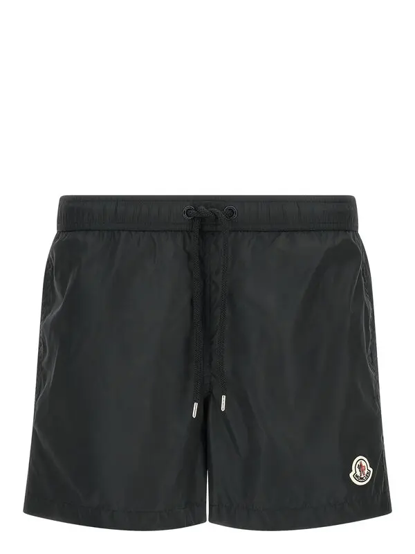 Moncler Logo Patch Swim Shorts - Black