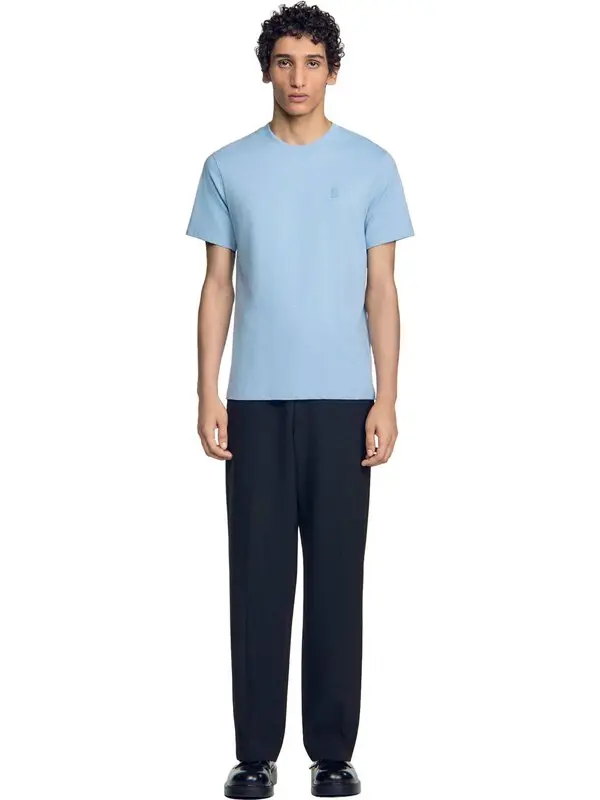 Sandro Cotton Logo T-shirt - Blue Grey