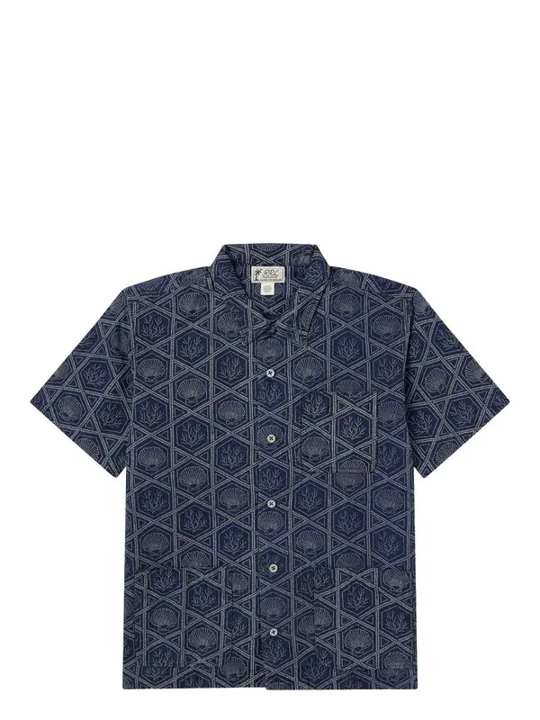 Ralph Lauren Printed Linen And Cotton-blend Shirt - Navy