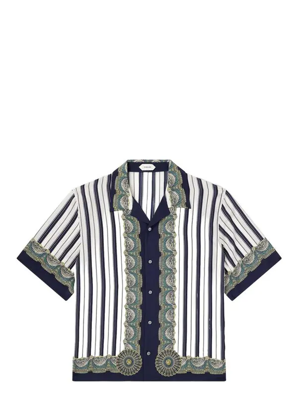 Versace Striped Silk-crepe De Chine Shirt - Blue