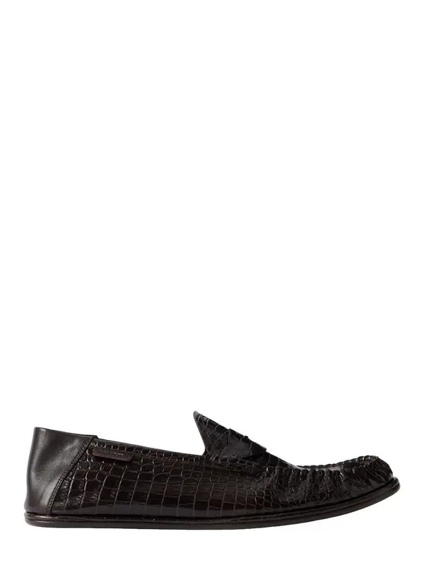 TOM FORD Sebastian Croc-effect Leather Loafers - Brown