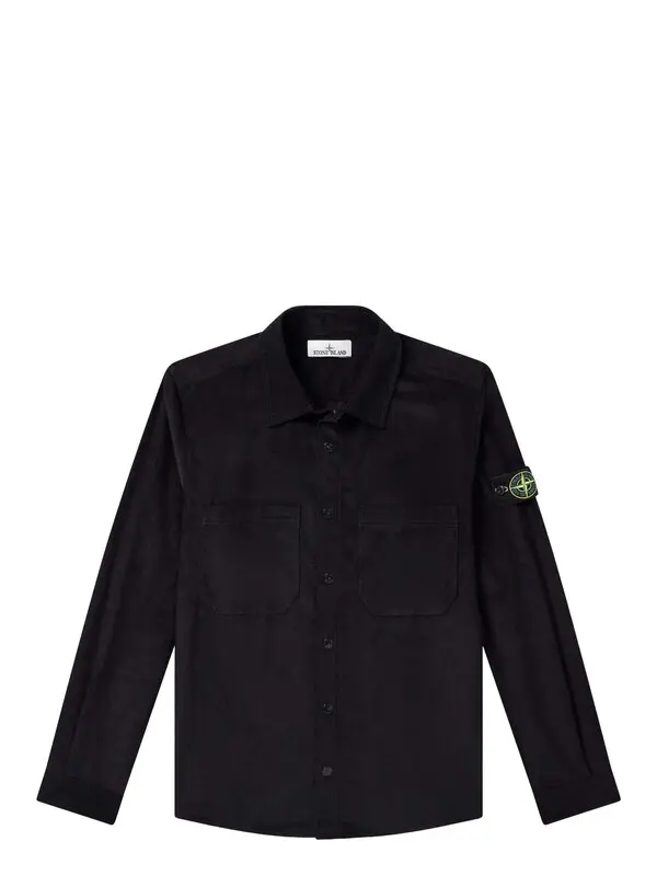 Stone Island Logo-appliquéd Cotton Corduroy Shirt - Black