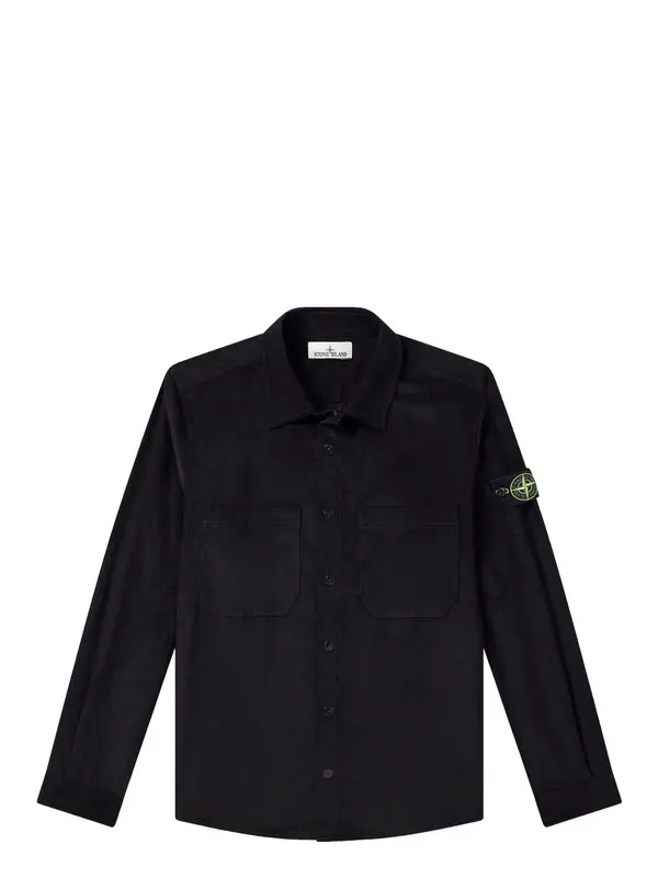 Stone Island Logo-appliquéd Cotton Corduroy Shirt - Black