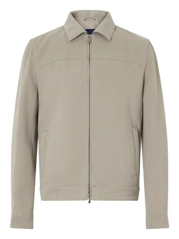 Thom Sweeney Beige Linen Bomber Jacket - Brown