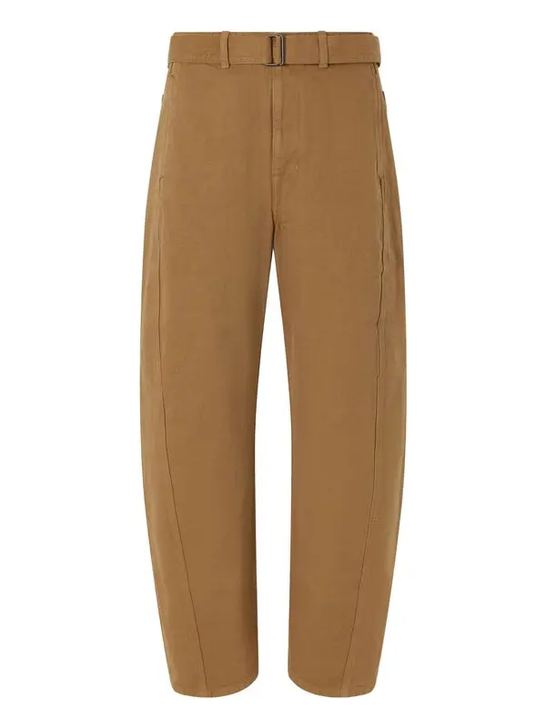 LEMAIRE Straight-leg Belted Cotton-twill Trousers - Brown