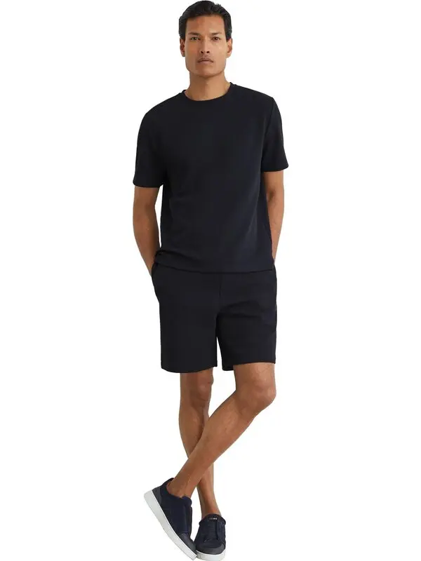 REISS Renly Textured Drawstring Shorts - Navy