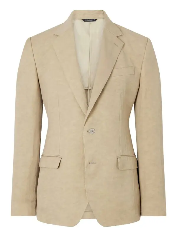 Dolce & Gabbana Maiolica Linen Blazer - Beige
