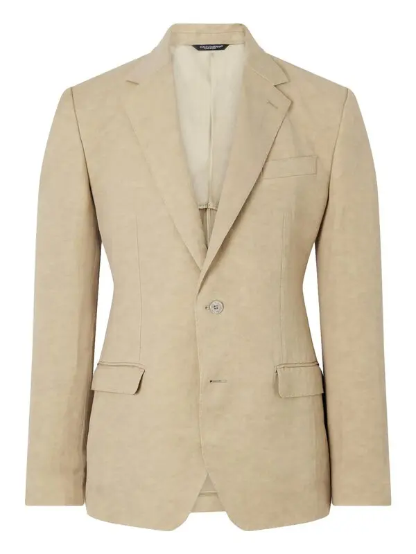Dolce & Gabbana Maiolica Linen Blazer - Neutrals