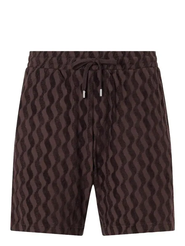 Frescobol Carioca Augusto Cotton And Linen-blend Jacquard Terry Shorts - Brown