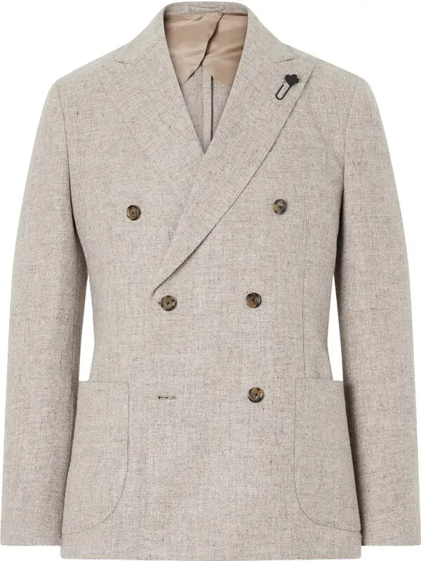 LARDINI Wool Canvas Blazer - Neutrals