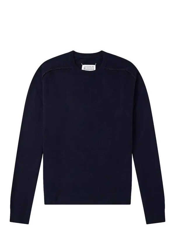 MAISON MARGIELA Knitted Wool Sweater - Blue