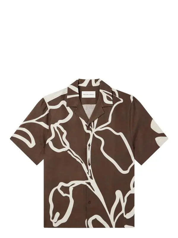 Frescobol Carioca Roberto Floral-print Linen Shirt - Brown
