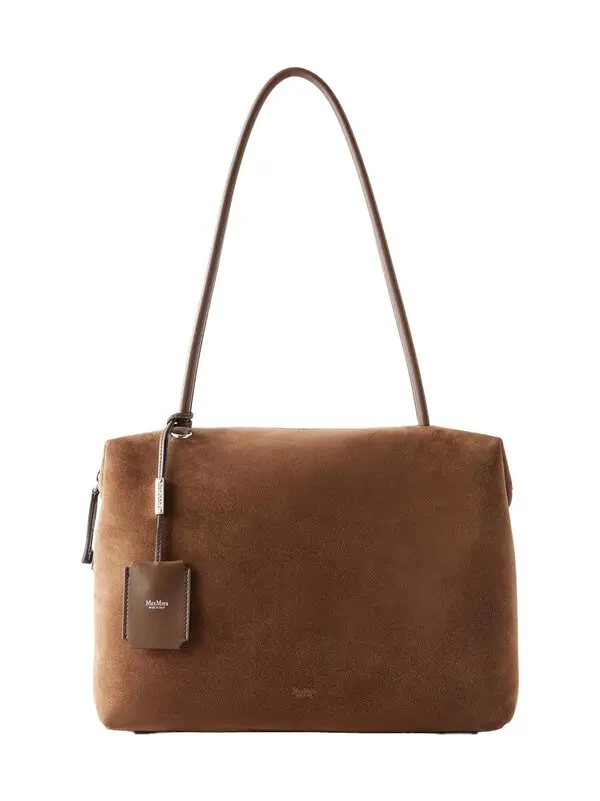 Max Mara Suede Shoulder Bag With Leather Trim - Brown