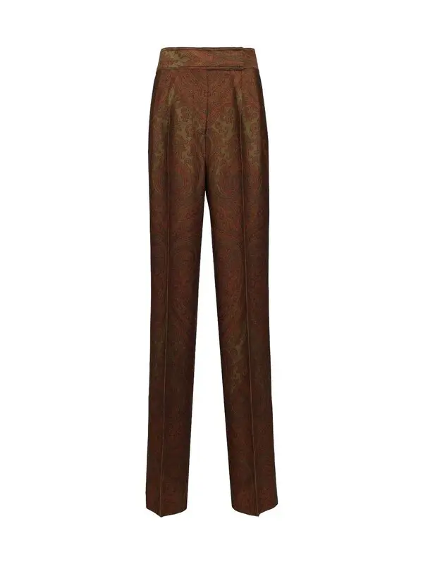 Etro Jacquard Paisley Wide Leg Trousers - Multicolor